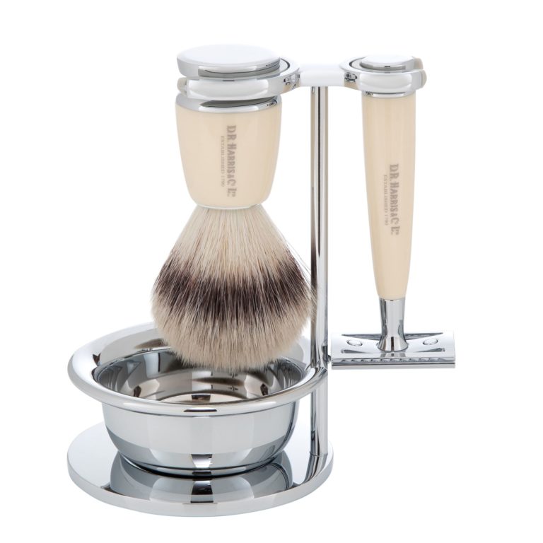 4 Piece Safety Razor Synthetic Shaving Set £190 - D R Harris London D R ...