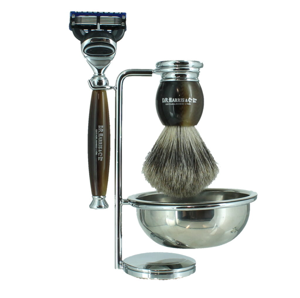 4 - Piece Shaving Set - Horn - Fusion D R Harris London