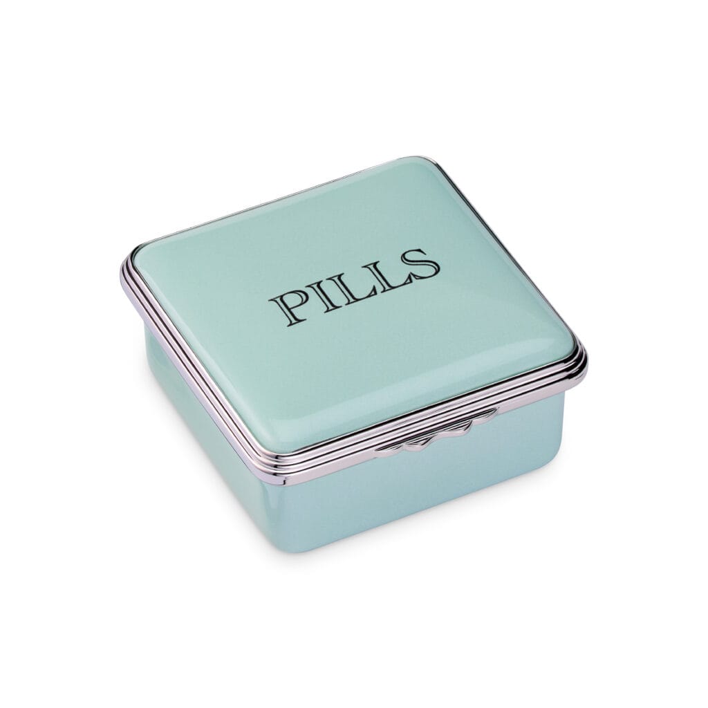 Pills Celadon Enamel Pill Box Square - D R Harris London D R Harris London