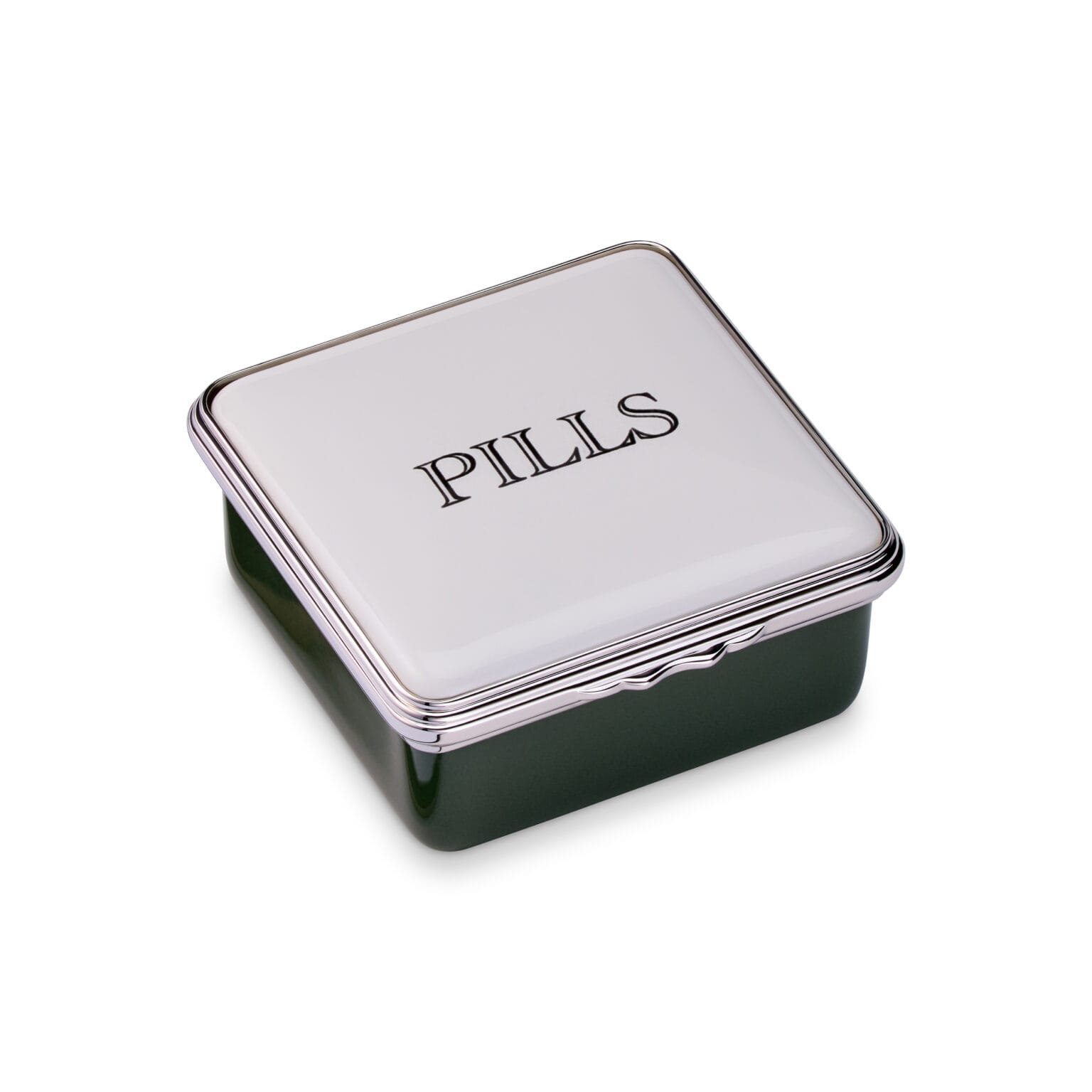 Pills Green Enamel Pill Box Square - D R Harris London D R Harris London