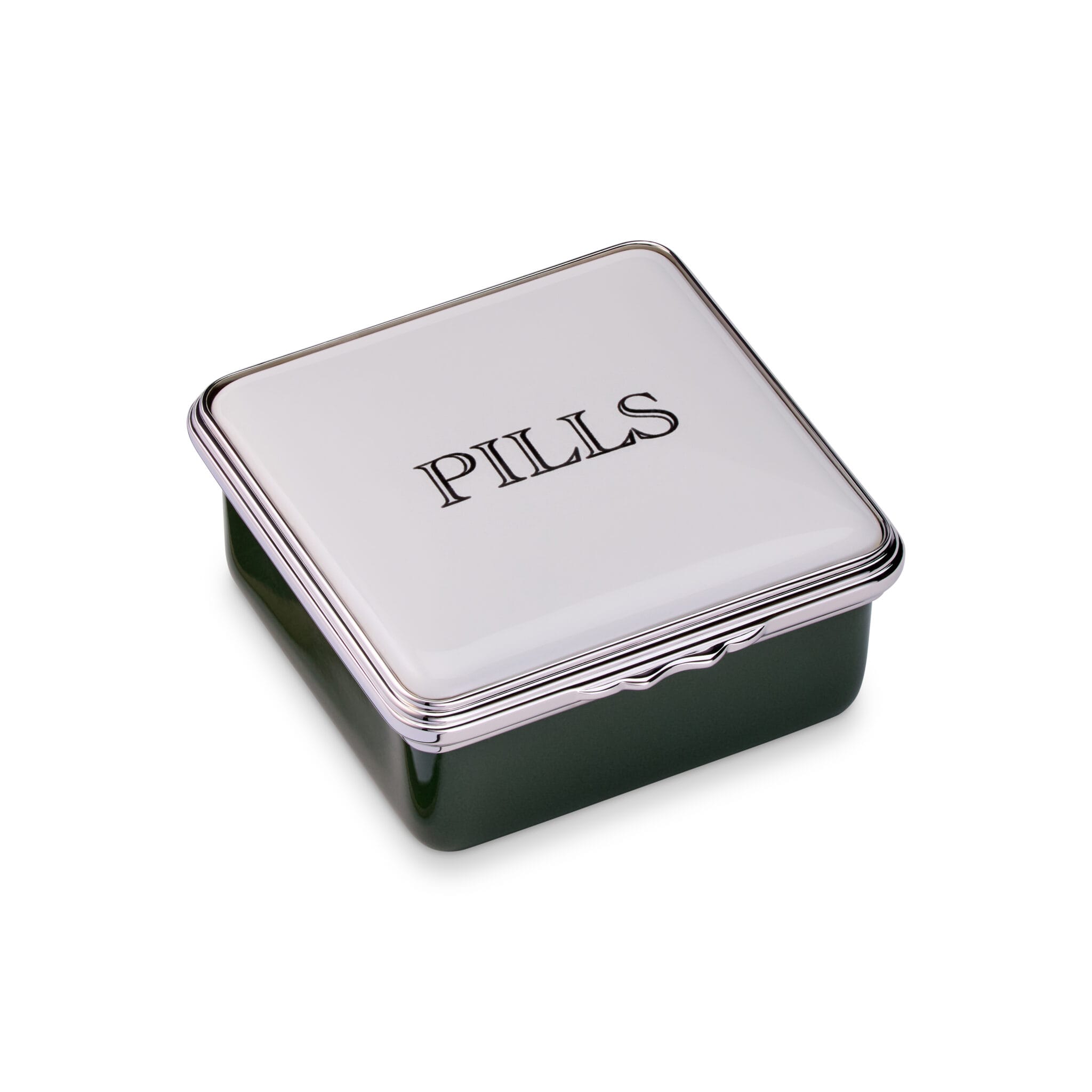 Pills Green Enamel Pill Box Square - D R Harris London D R Harris London